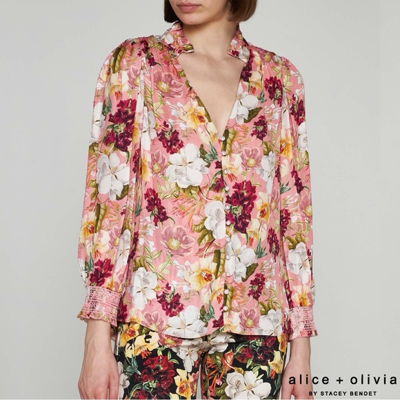 Alice + Olivia | Tops | Alice Olivia Nwt Reilly Juniper Floral Rose ...
